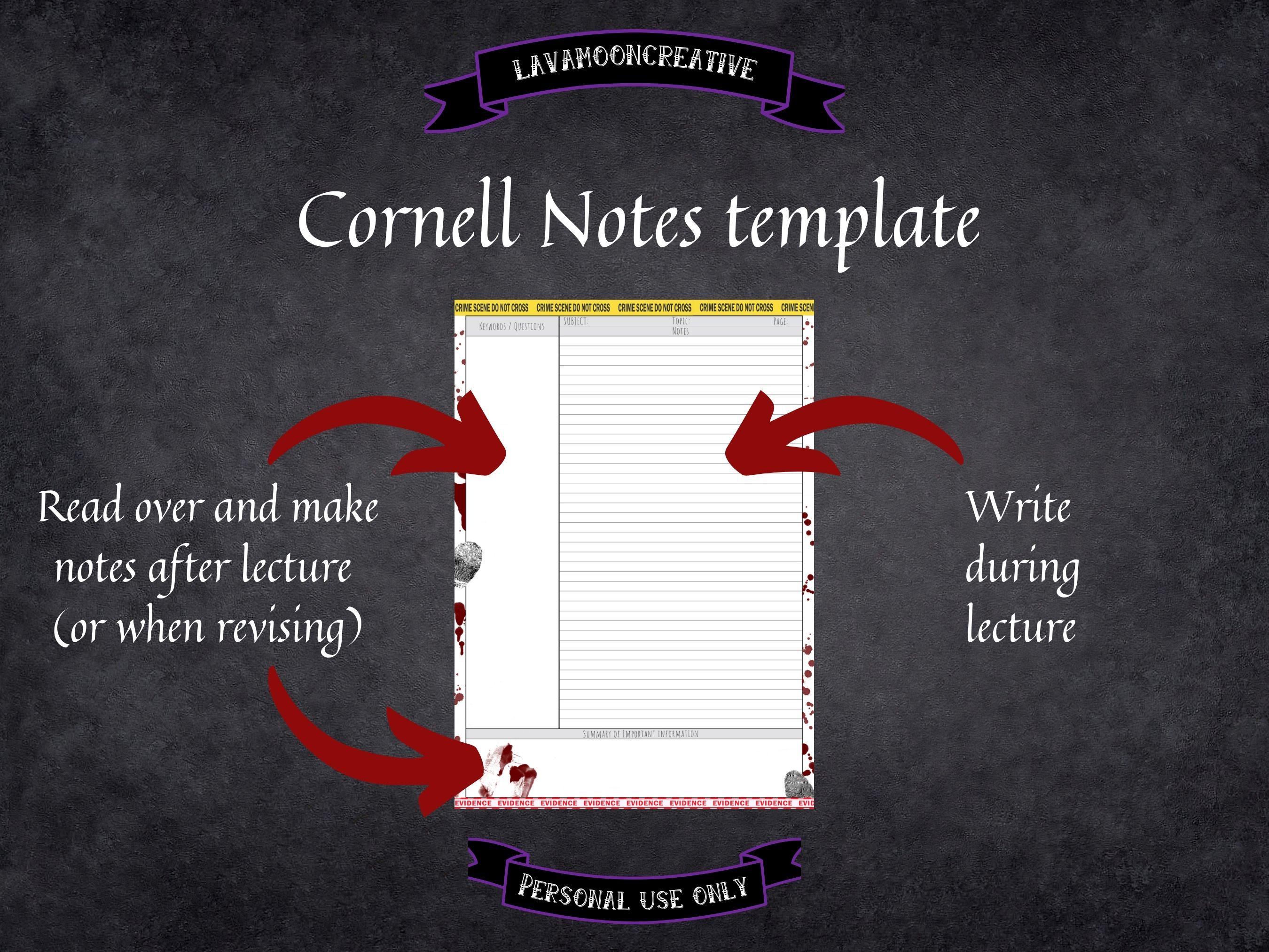 Forensic Lecture Note Template | Cornell Notes Printable | Crime Scene ...