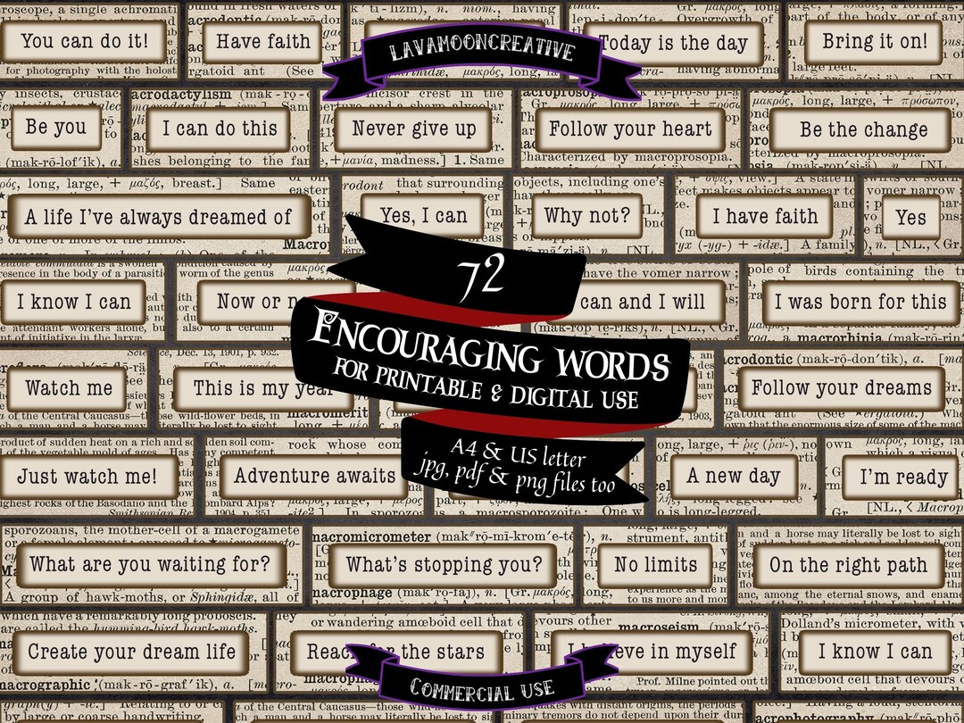 Word Strips : Printable Sentiments for Junk Journal (digital Download ...