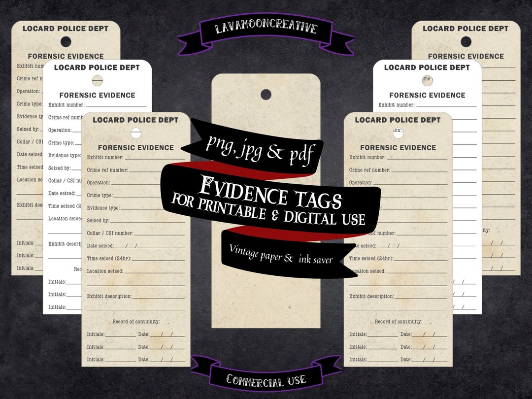 Evidence Tags Ephemera | Crime Scene Investigation | Evidence Label ...