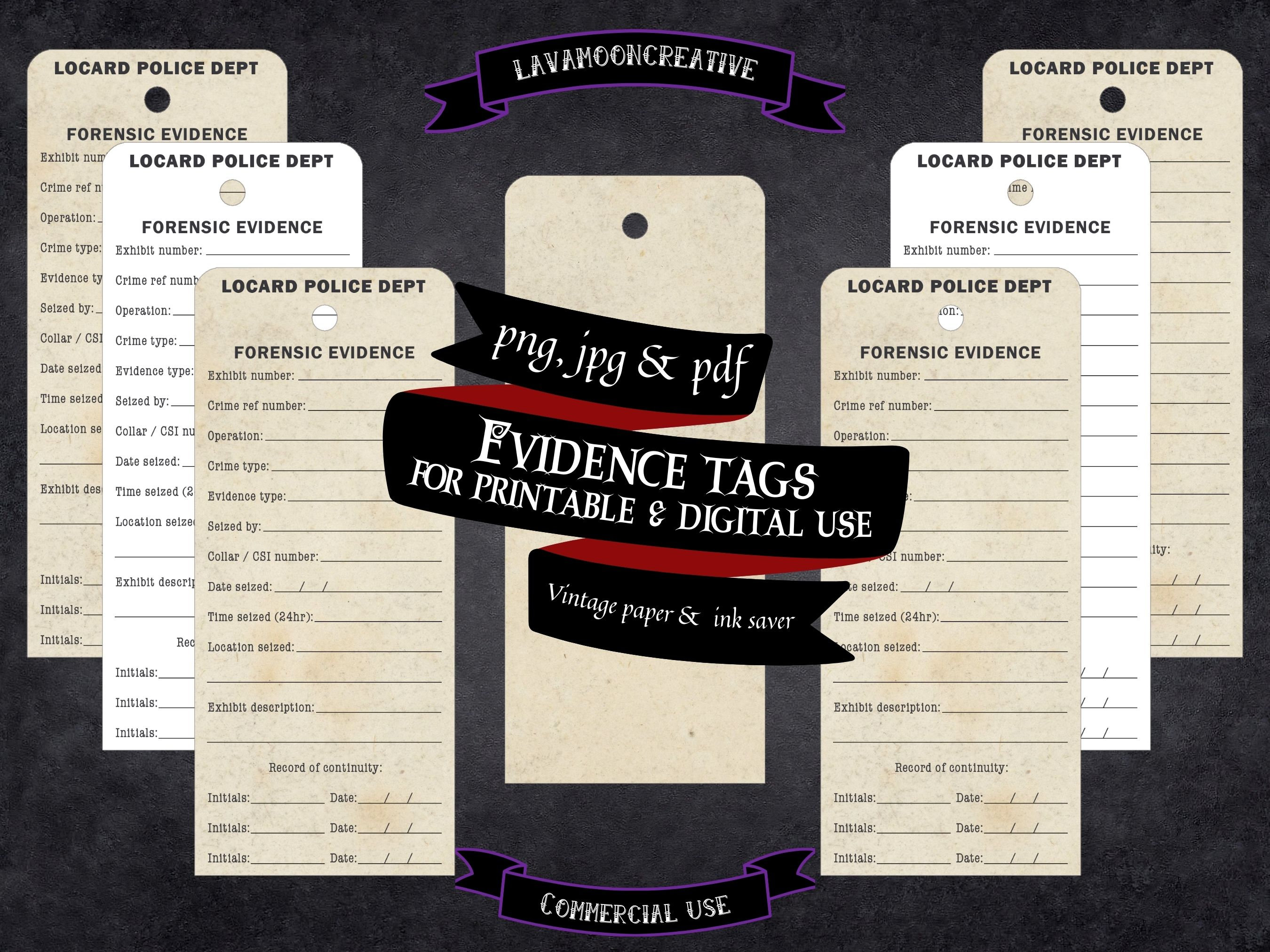 Evidence Tags Ephemera | Crime Scene Investigation | Evidence Label ...
