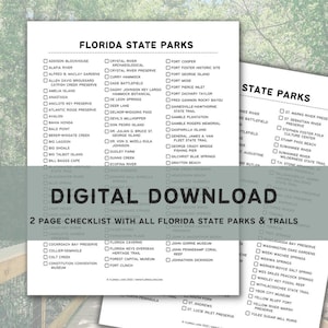 Florida State Parks Checklist Printable digital Download - Etsy