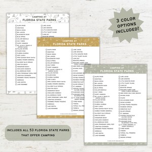 Camping in Florida State Parks Checklist Printable *digital Download* 3 ...