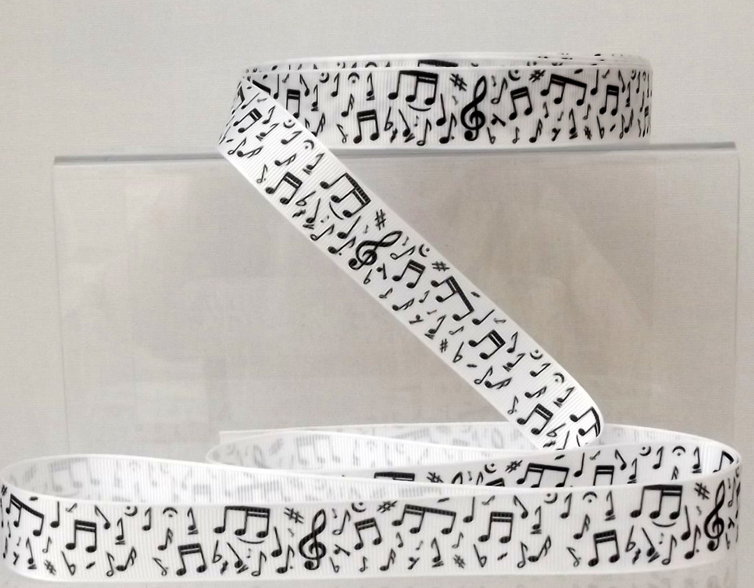 Musical Notes Grosgrain Ribbon 25mm Wide 1m 2m 5m Lengths White - Etsy