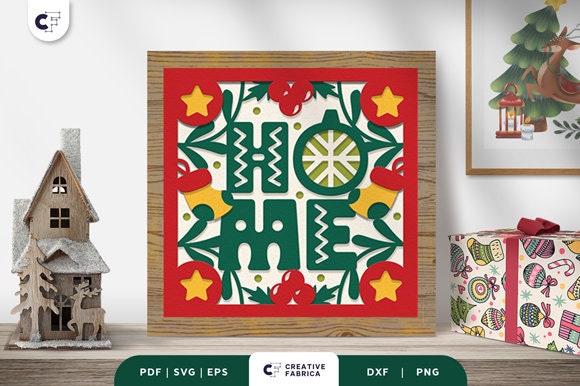 Christmas Home Sign 3D Shadow Box SVG - Etsy