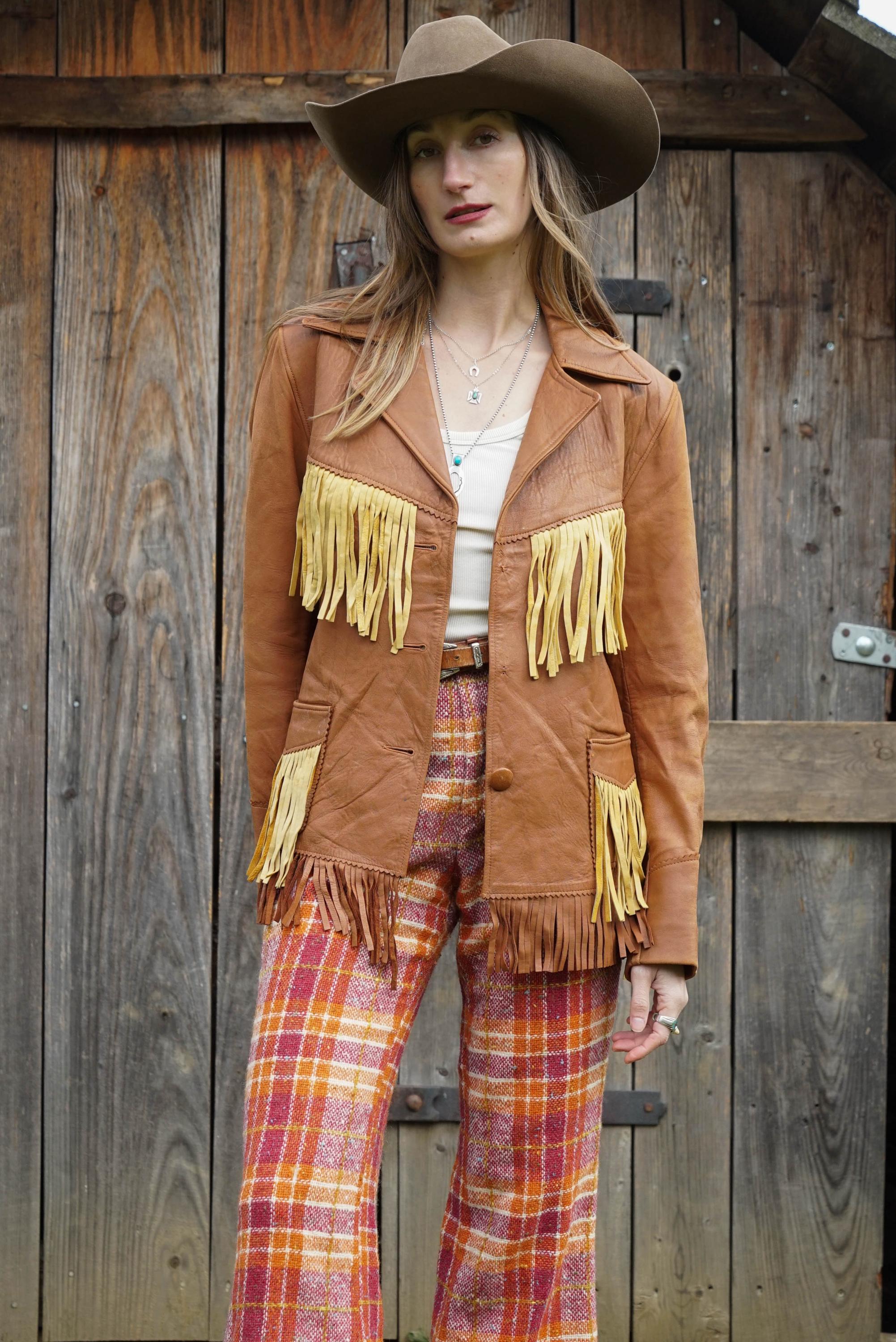70s Sears Kerrybrooke Fringe Leather Jacket - Etsy