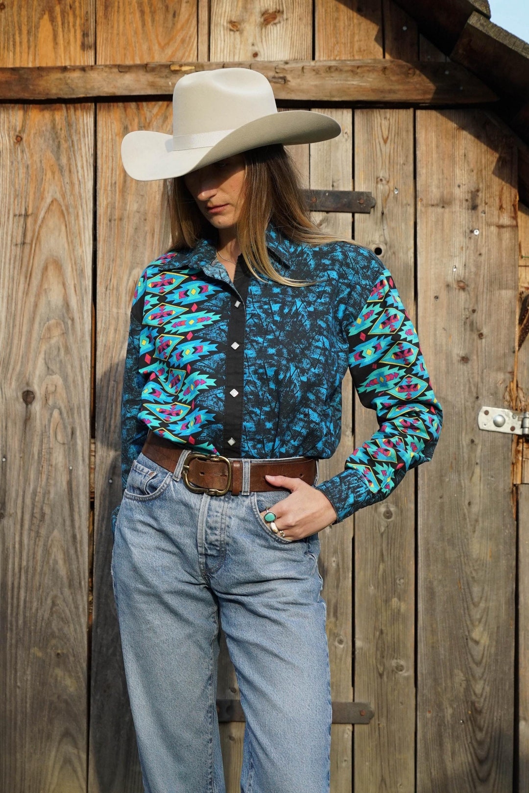 90s Vintage Rockmount Ranchwear Southwestern Cowboy Shirt M - Etsy