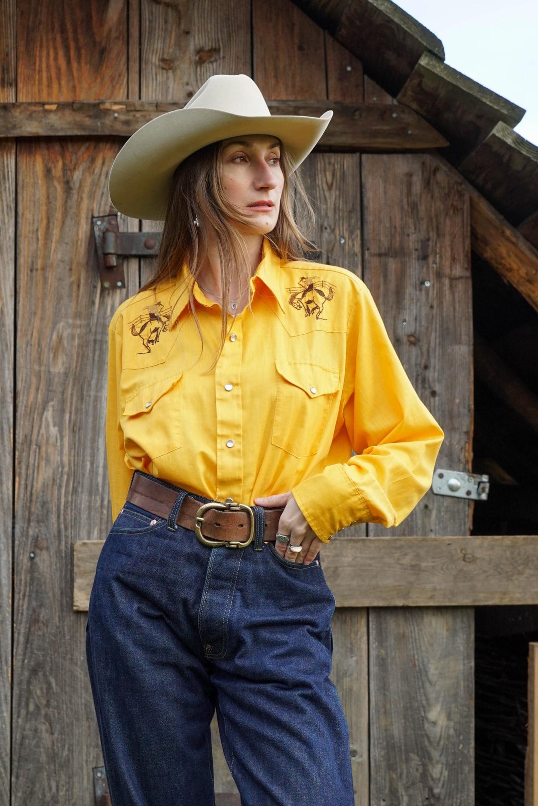 70s Deecee Western Embroidered Shirt - Etsy