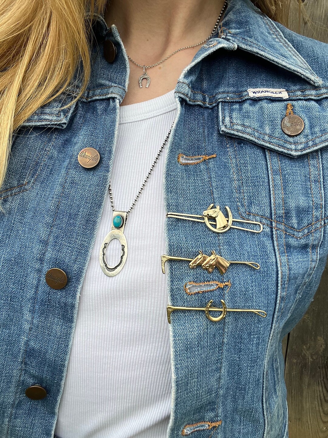 Vintage 60s/70s Stratton Tie Slide Clips Gold Tone Cowboy & Western ...