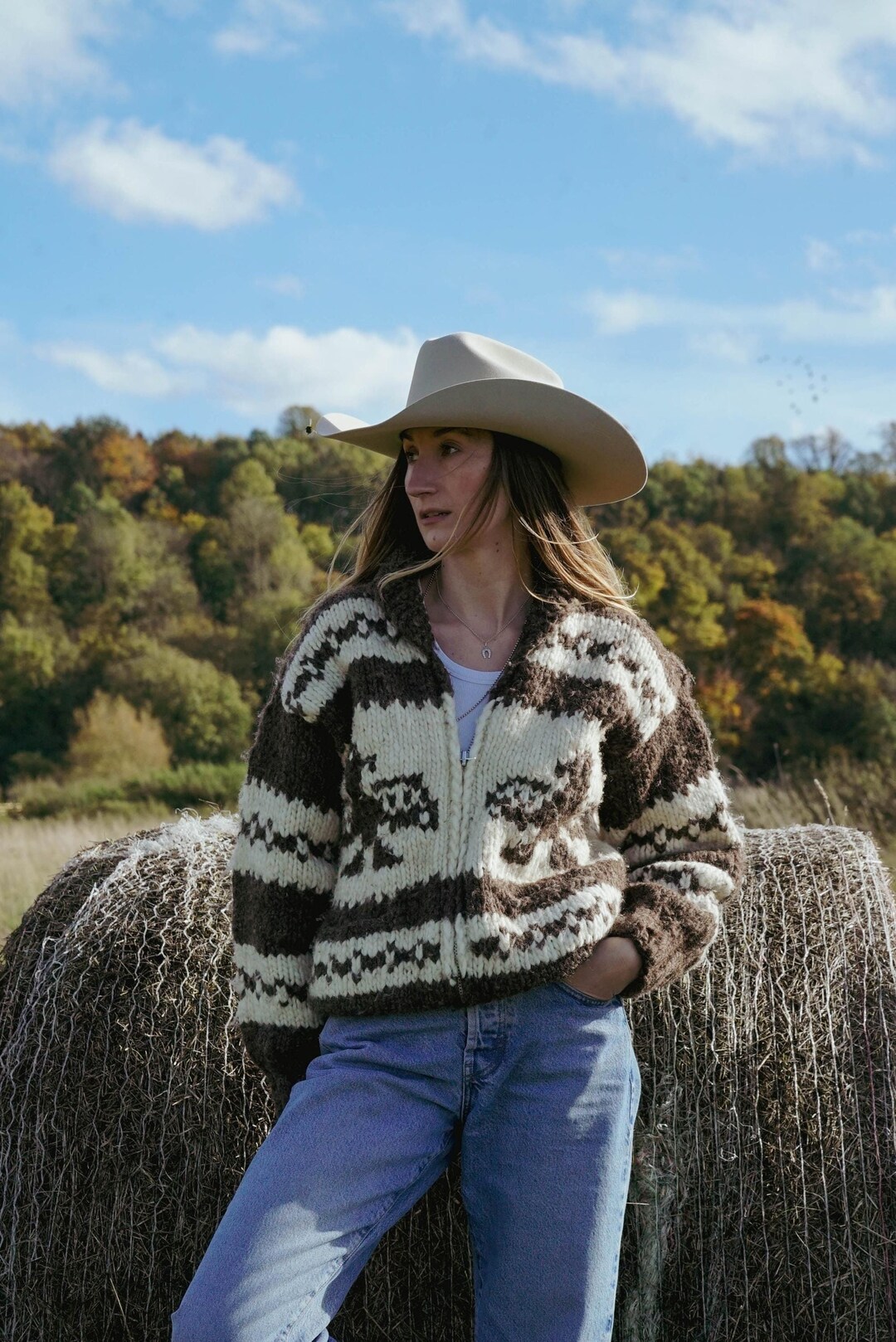 80s Vintage Canadian Cowichan Western Style Jumper Wool Eagle ...