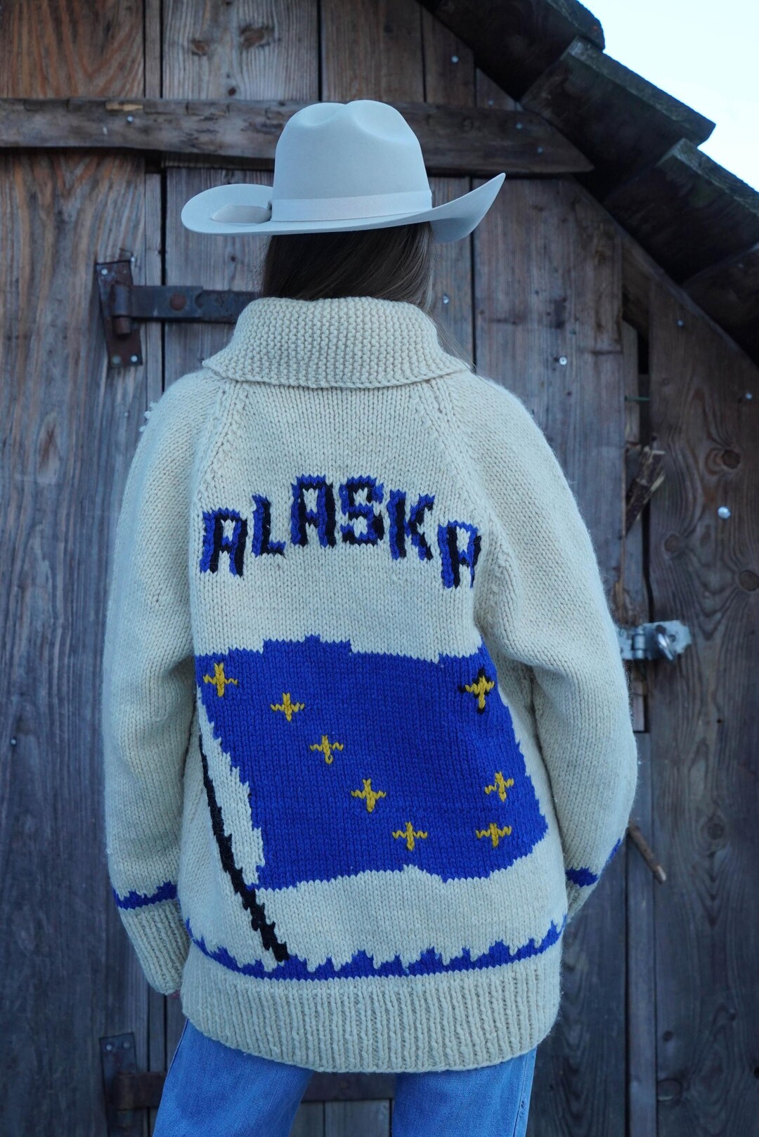 60s Vintage Cowichan-style Cardigan Alaska Unisex L - Etsy