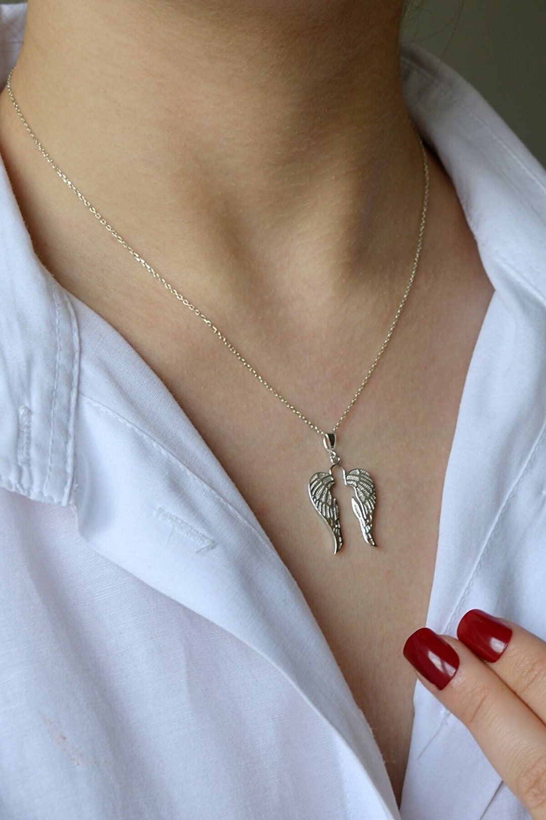 Angel Wings Necklace , Birthday Gift, Dainty, Silver Necklaces ...