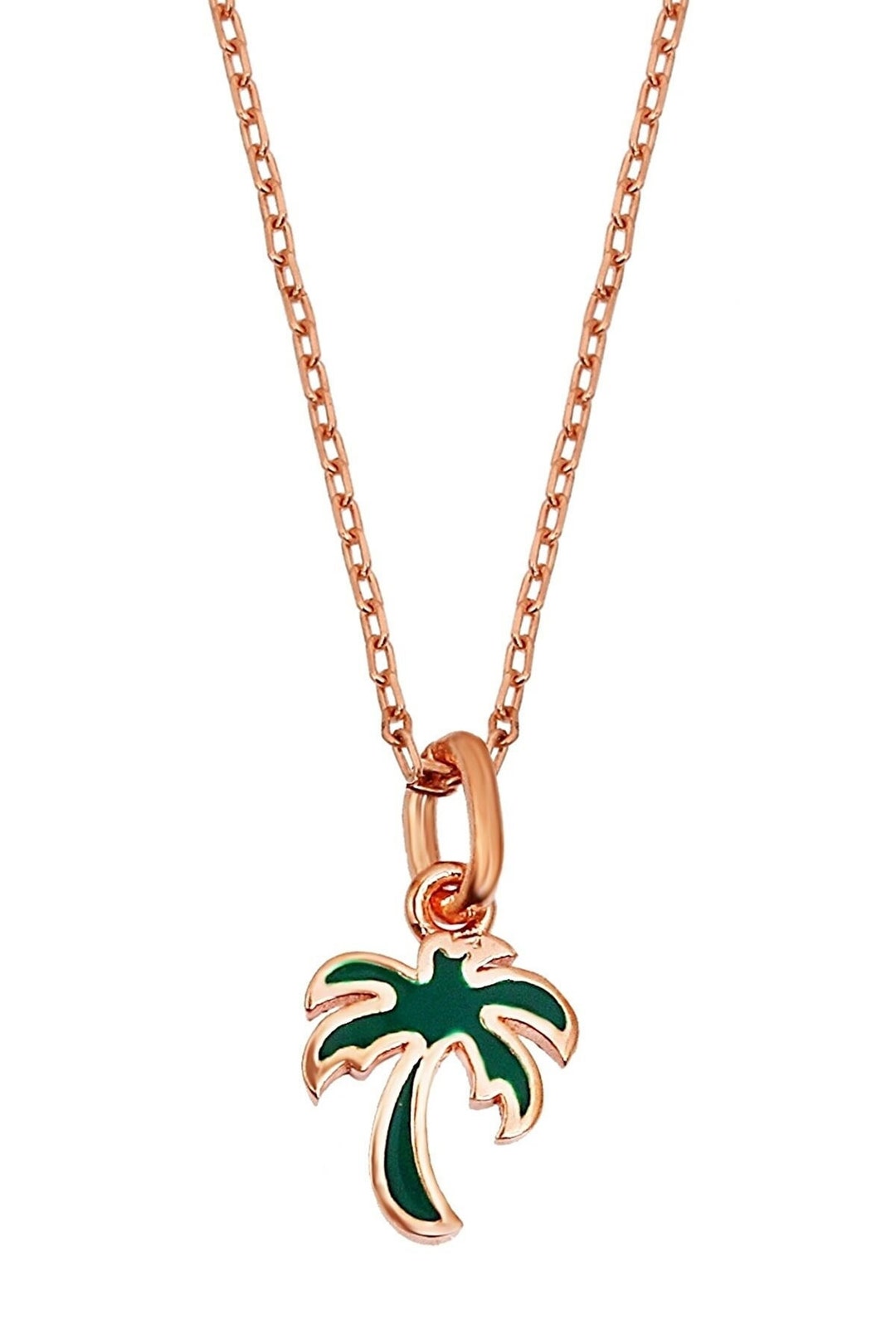 Palm Pendant, Rose Gold Palm Tree Necklace, Tropical Jewelry ...
