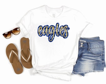 Eagles Shirts, Eagles Spirit Shirt, Sports Shirt, Leopard Shirt, Faux Glitter, Eagles Football ...