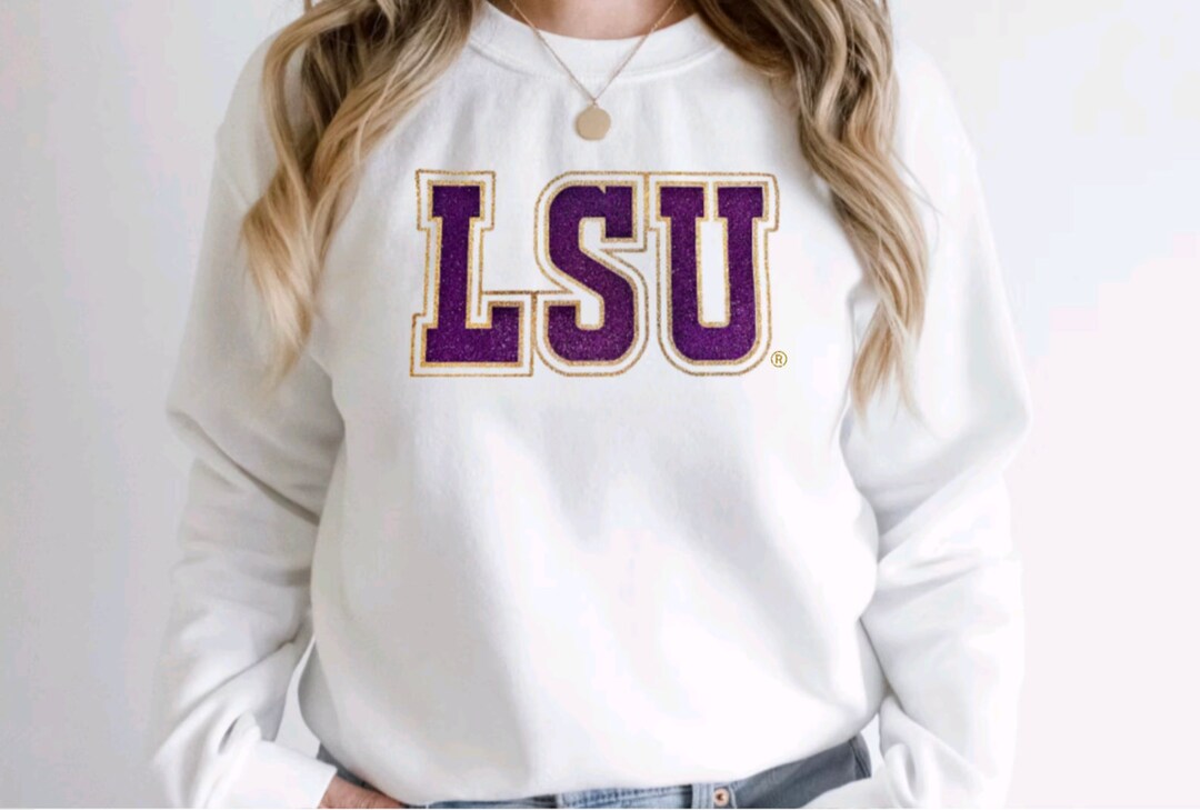 LSU Purple and Gold Glitter Outline Shirt or Sweatshirt - Etsy