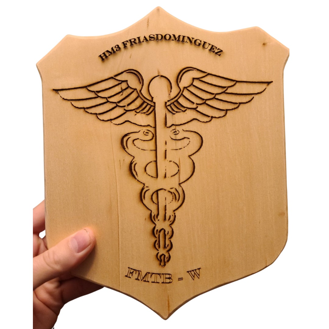 Wooden FMF Corpsman Shield Plaque With Custom Engraving Etched to Order ...