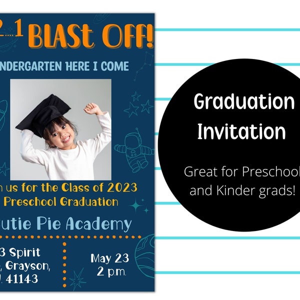 Preschool Graduation Invitation, Prek Grad Invite, Kinder Grad ...