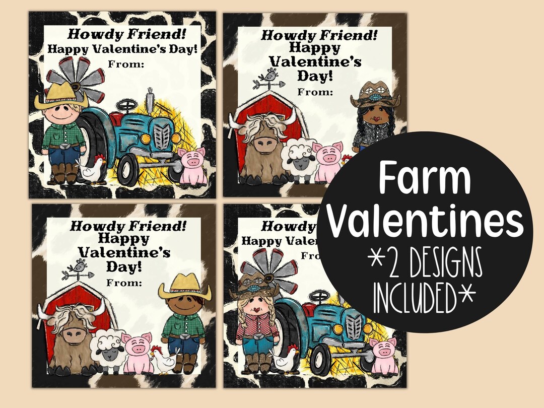 Tractor Valentines, Farm Valentines, Farm Animal Valentines, Boy ...