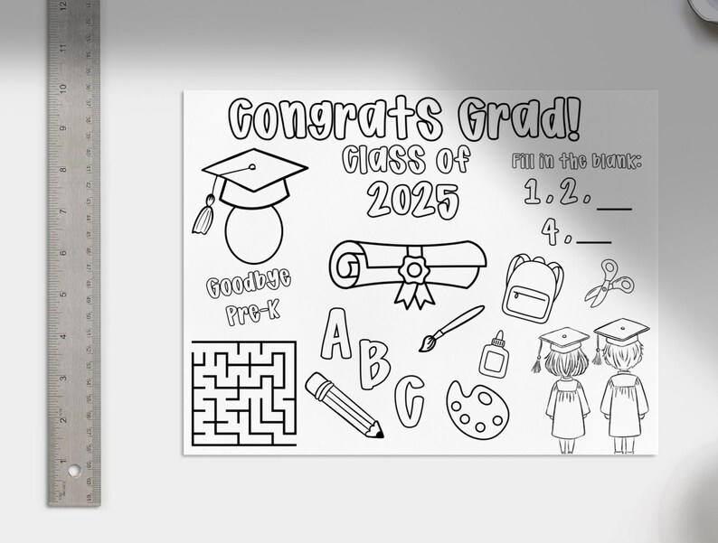 Graduation Placemat, Class of 2025, Kindergarten Graduation, Kinder ...