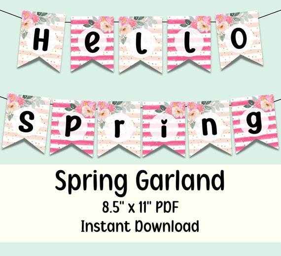 Spring Garland Hello Spring Garland Spring Banner Spring - Etsy
