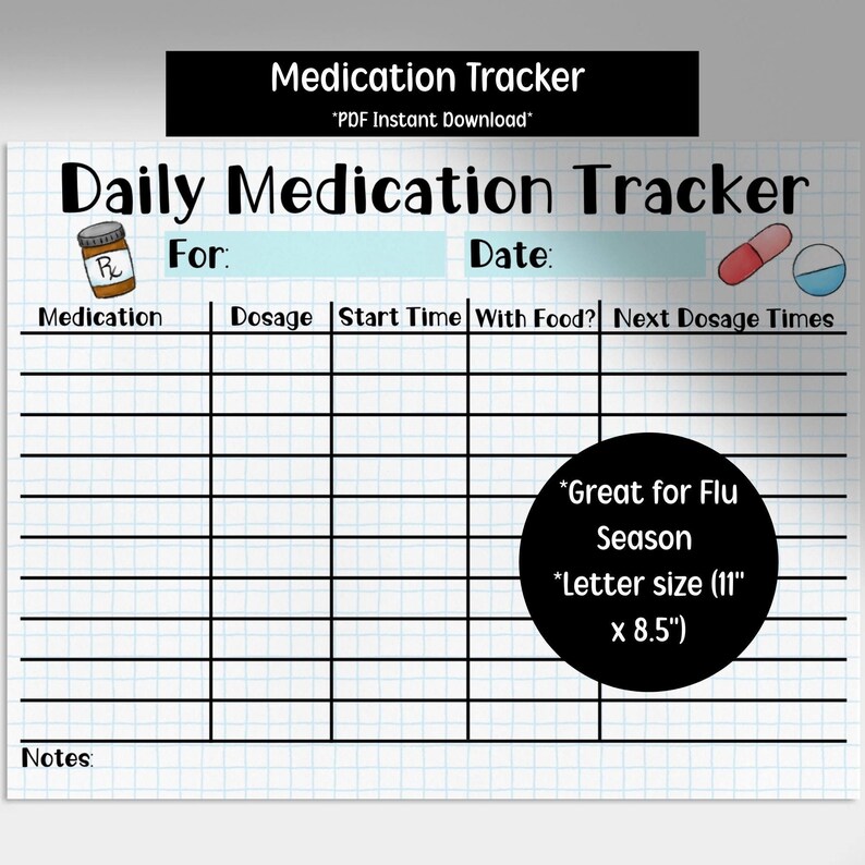 Medication Tracker, Medicine Chart, Kids Medicine Chart, Medicine ...