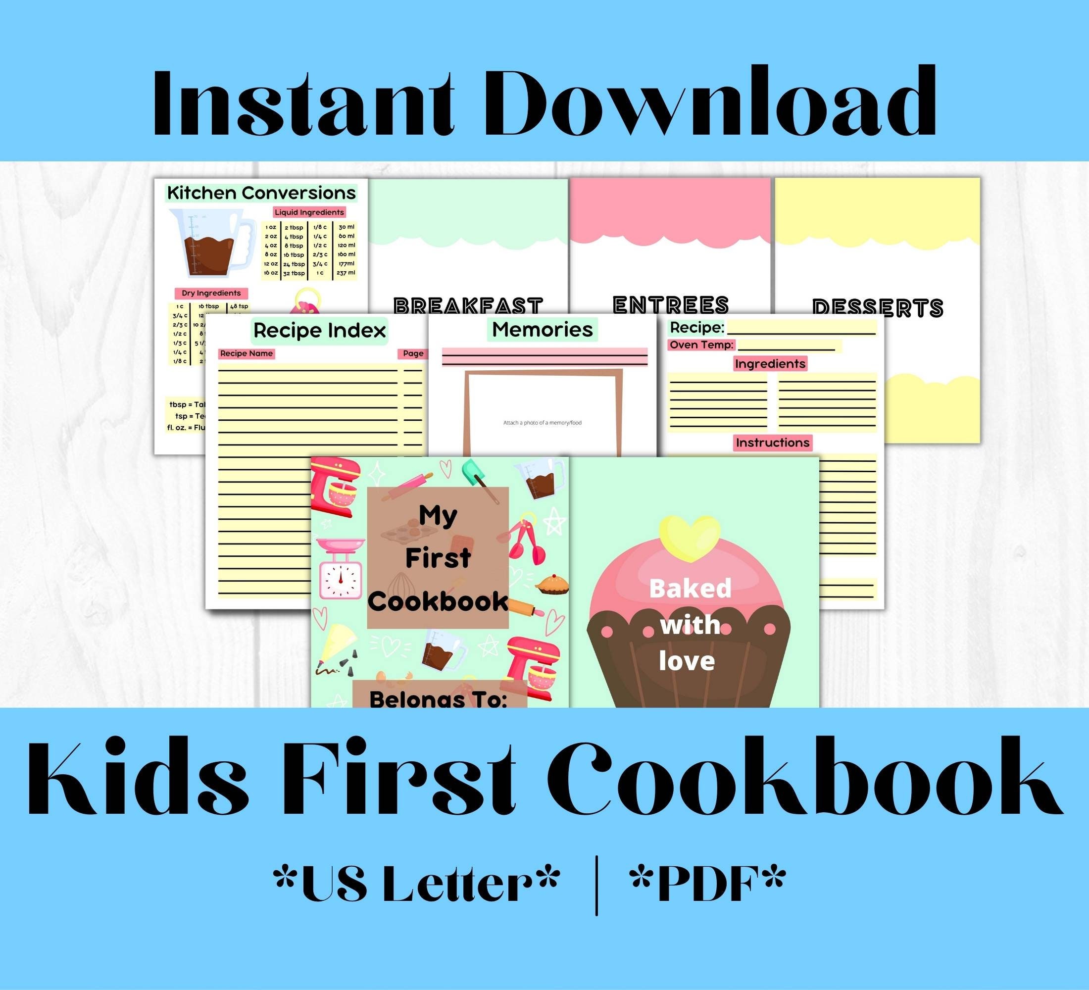 Kids Recipe Book, Printable Kids Cookbook,recipe Binder,kids Baking ...