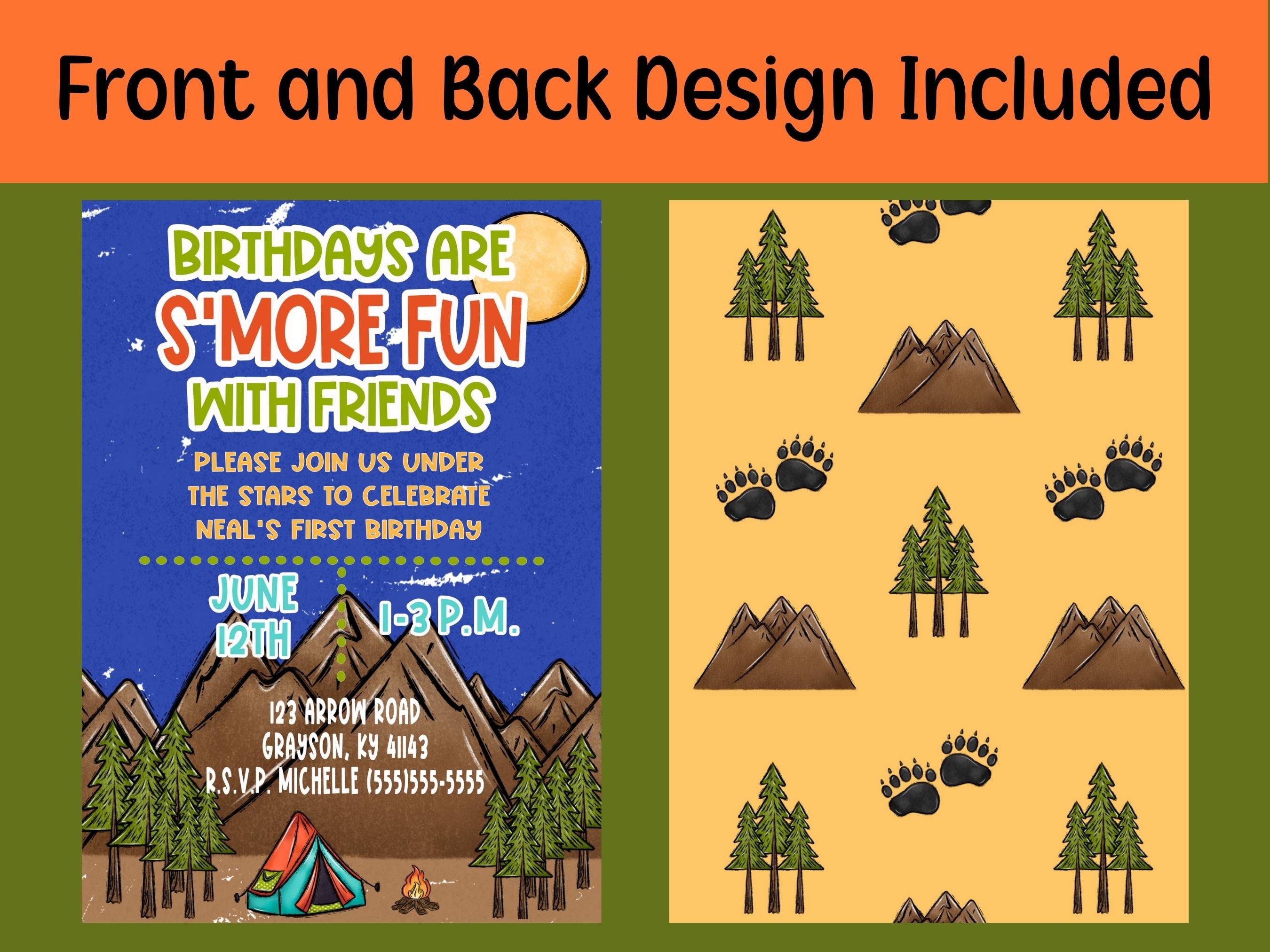 Invitación de cumpleaños de camping, fiesta de smores, tema de camping ...