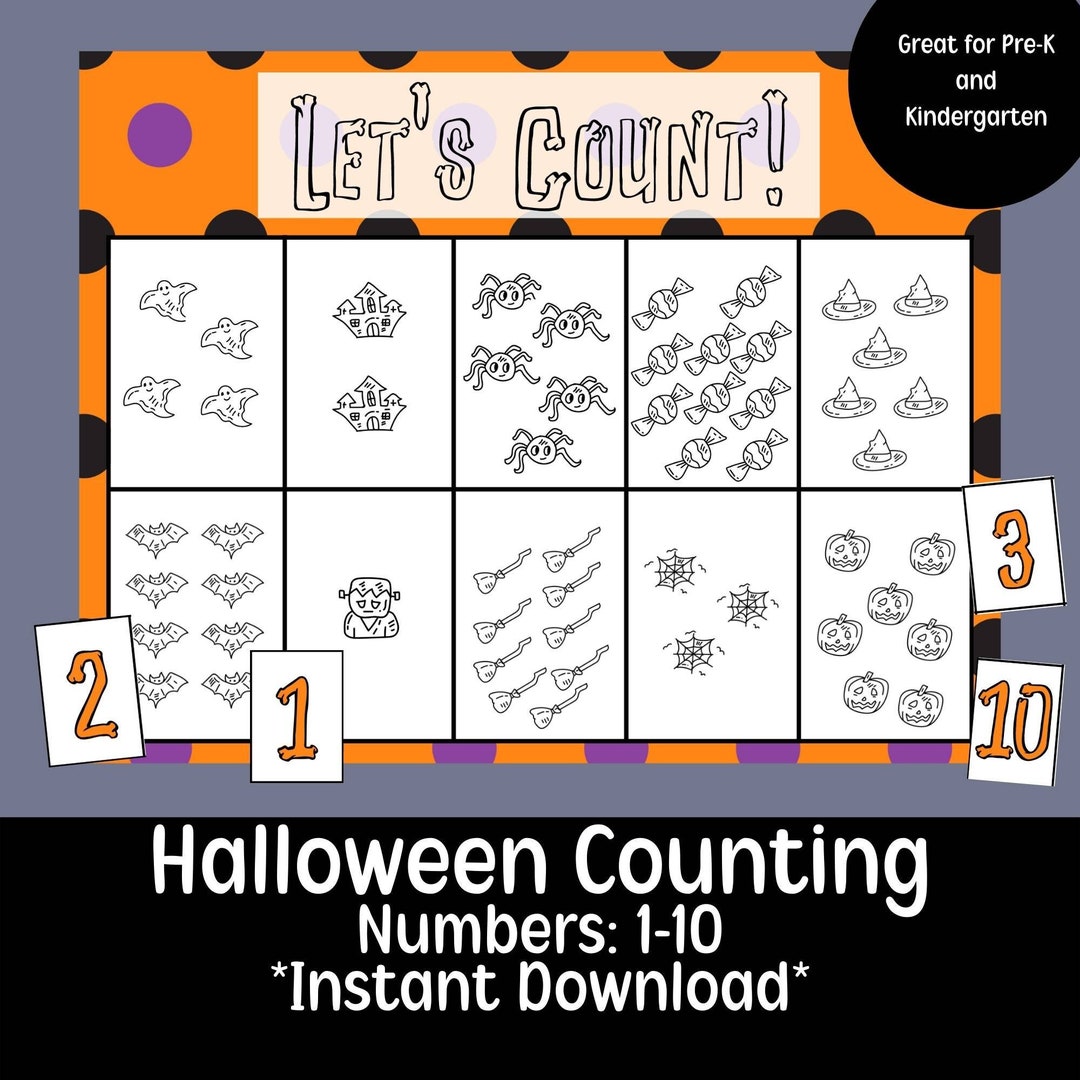 Halloween Counting Activity, Numbers 1-10, Preschool Math, Kindergarten ...