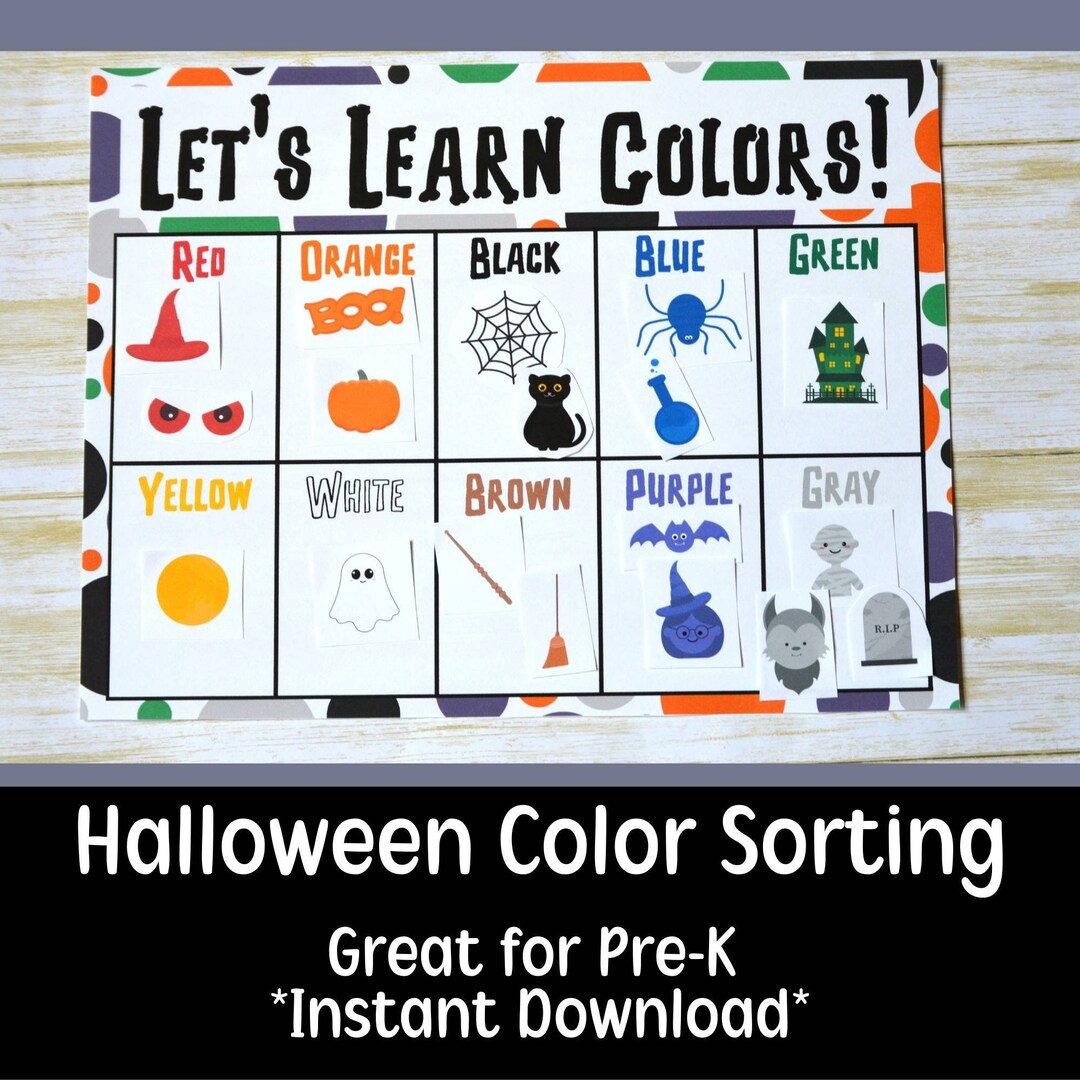 Halloween Color Sorting, Color Matching, Color Game, Preschool ...