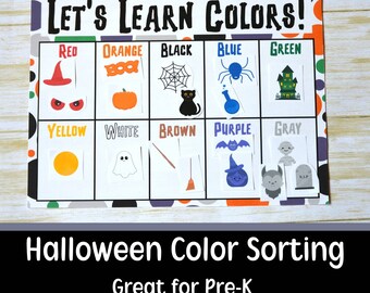 Preschool Halloween Learning Worksheet Digital - Etsy