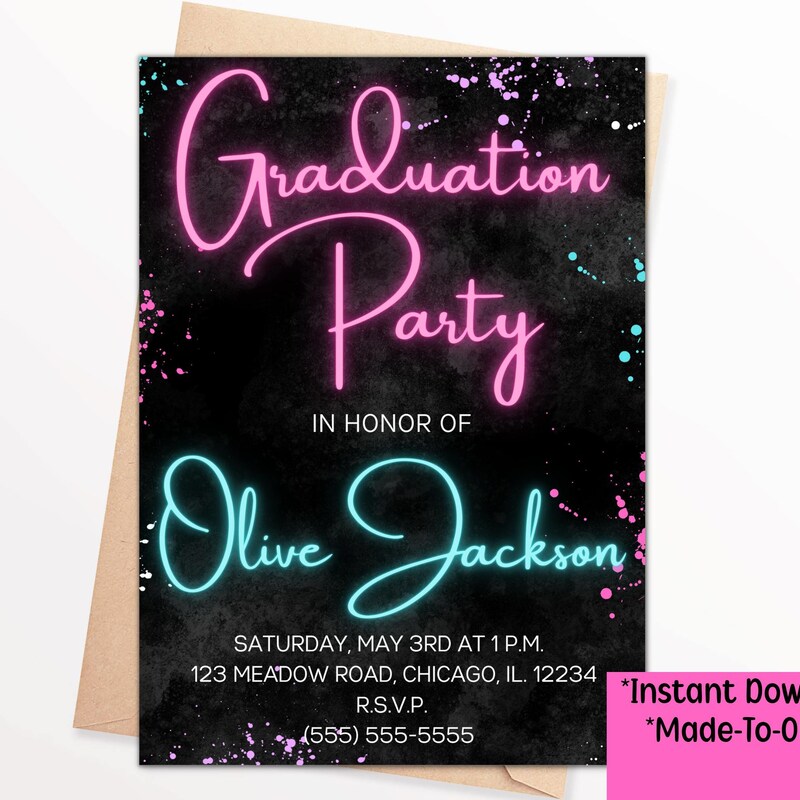 Neon Invitation - Etsy