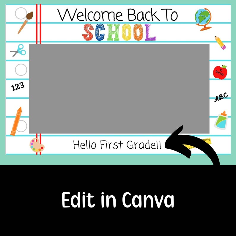 Back to School Photo Booth Frame, School Selfie Frame, Editable Selfie ...
