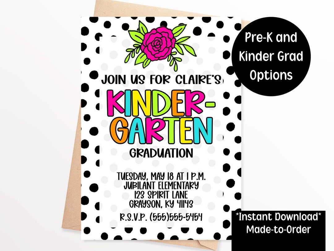 Kindergarten Graduation, Preschool Graduation Invitation, Pre-k Grad ...