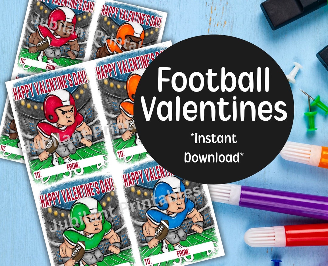 Football Valentines, Sports Valentines, Classroom Valentines, Printable ...
