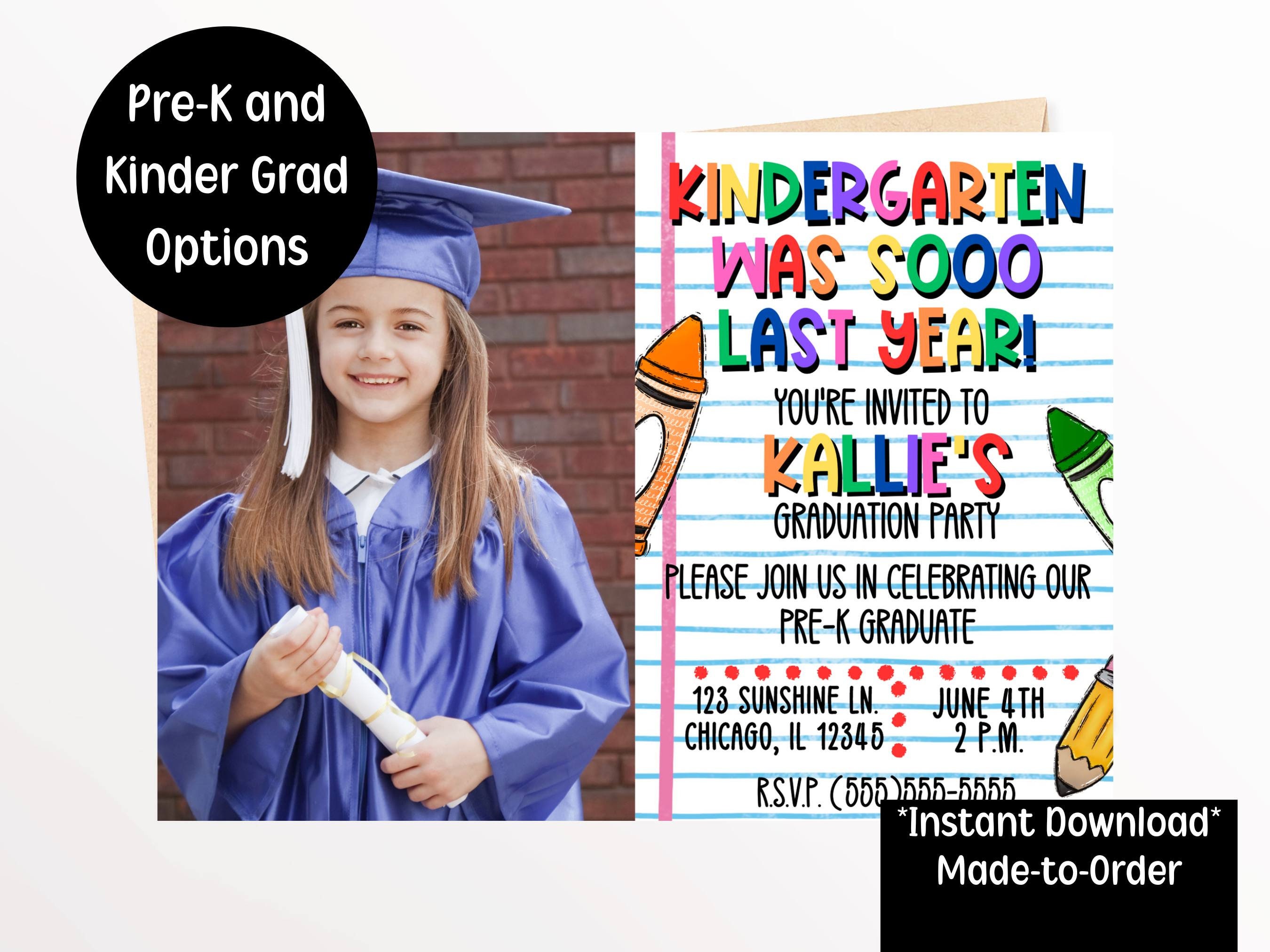 Preschool Graduation Invitation, Prek Grad Invite, Kinder Grad ...