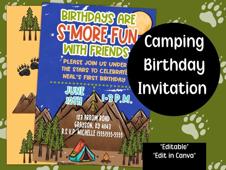 Camping Birthday Invitation, Smores Party, Camping Theme, Camping Party ...