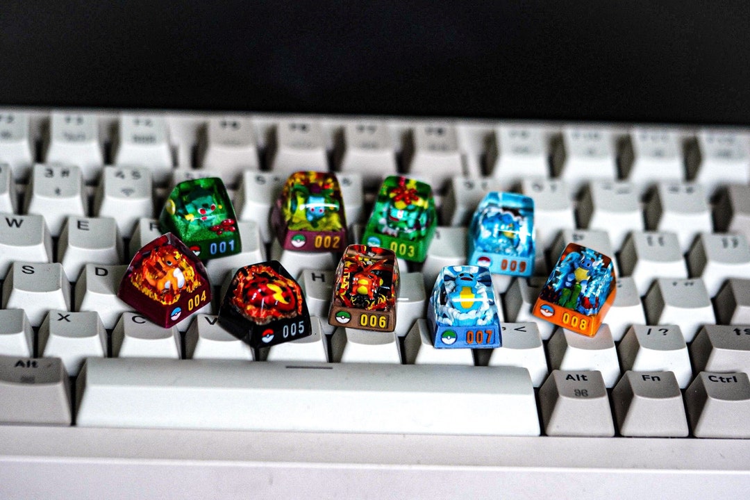 Combo 9 P.ok.em.on Gen 1 Starters Keycap, Gift, Resin Keycap, Keycaps ...