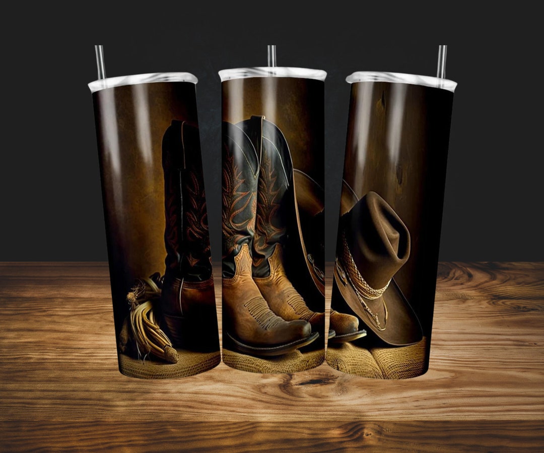 Western Boots and Cowboy Hats Roping 20 Oz Skinny Tumbler - Etsy