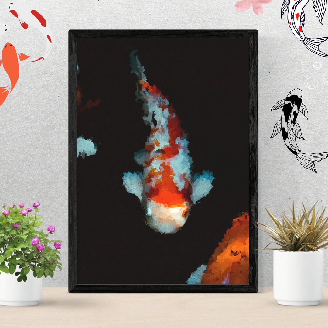 Koi Fish Print Painting Print Animal Wall Decor Nature Print Wall Art ...