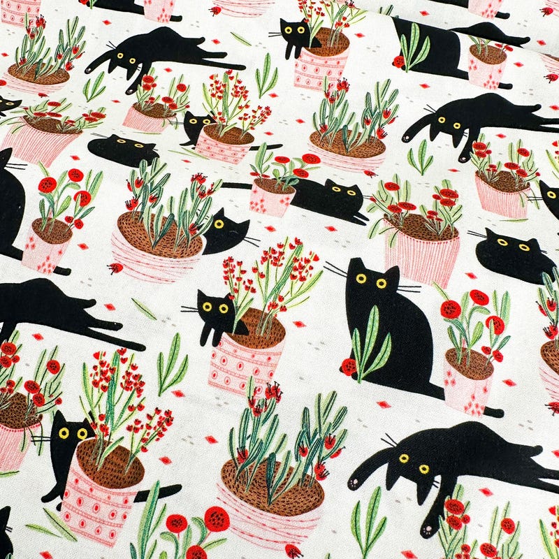 Cat Print Fabric - Etsy