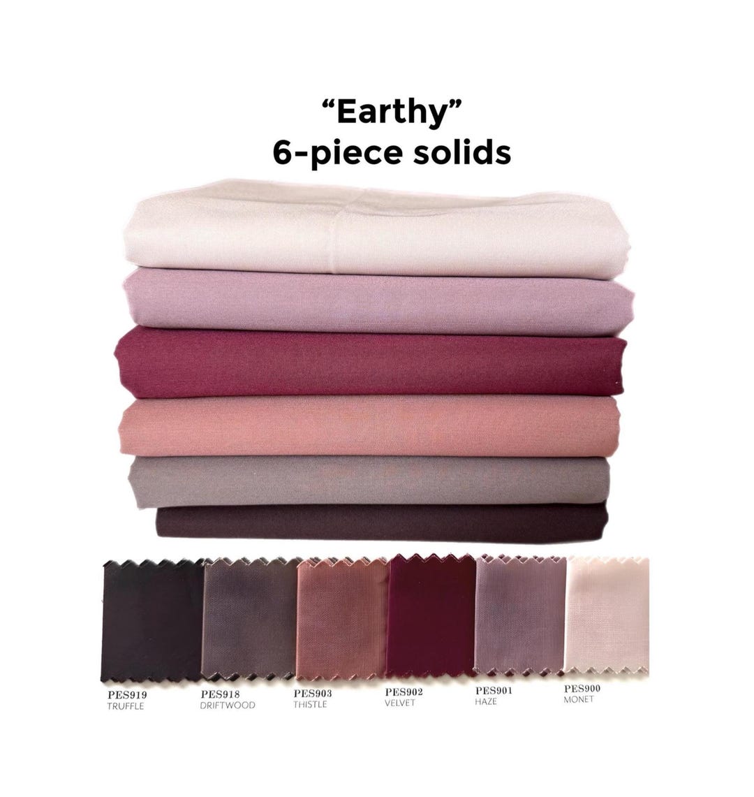 Pure Solids “earthy” Fabric Bundle – 6pc AGF Set – Fat Quarter, Quarter ...