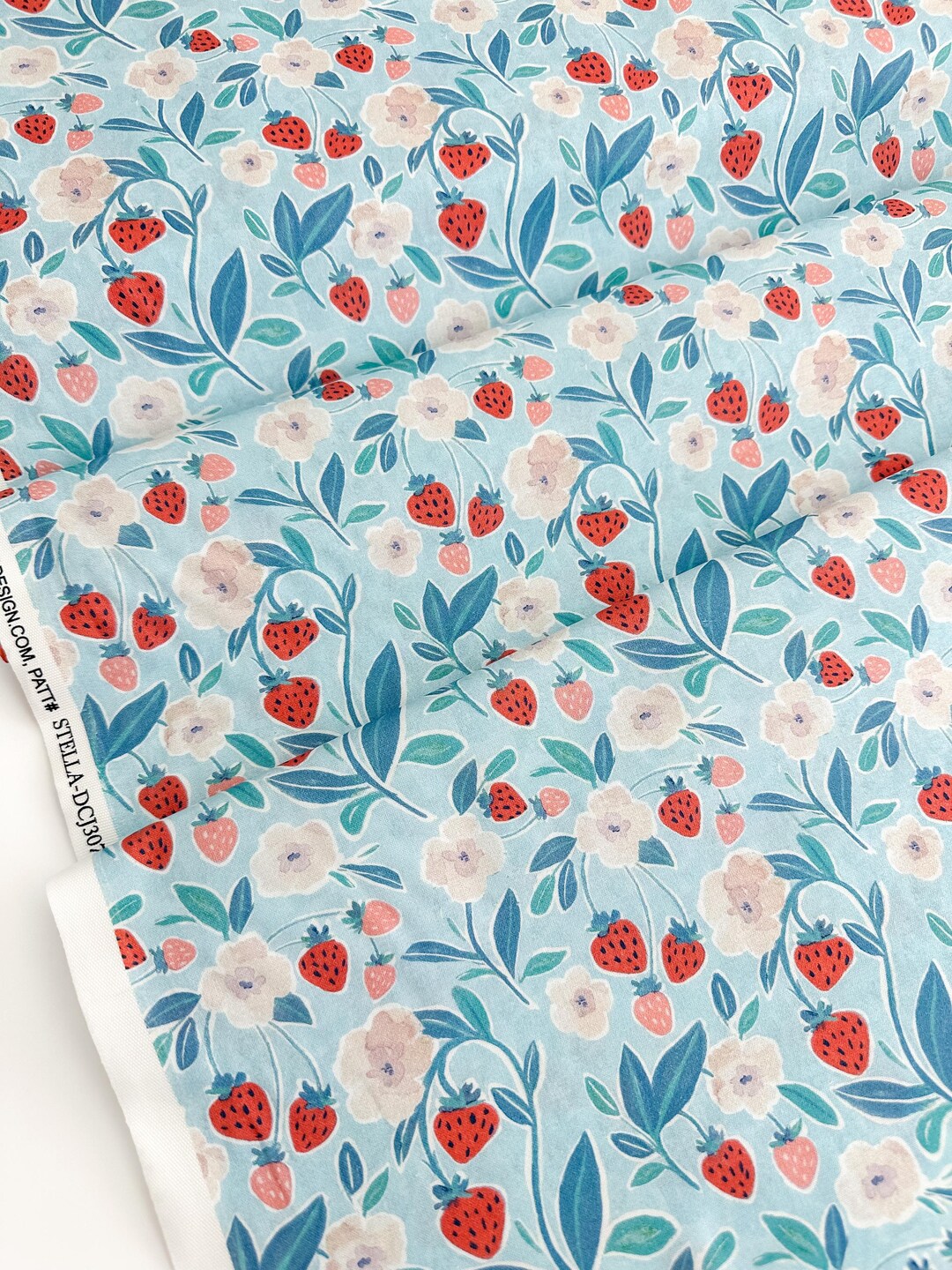 Strawberry Floral Print Cotton Fabric - Dear Stella Strawberry Jam ...