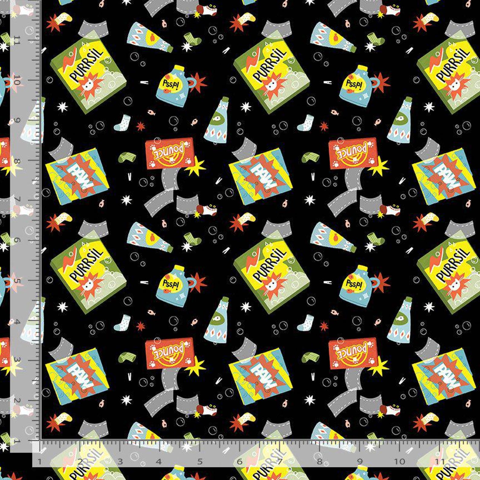 Suds & Purrs Fabric, by Dear Stella, Cats in the Laundry Collection ...