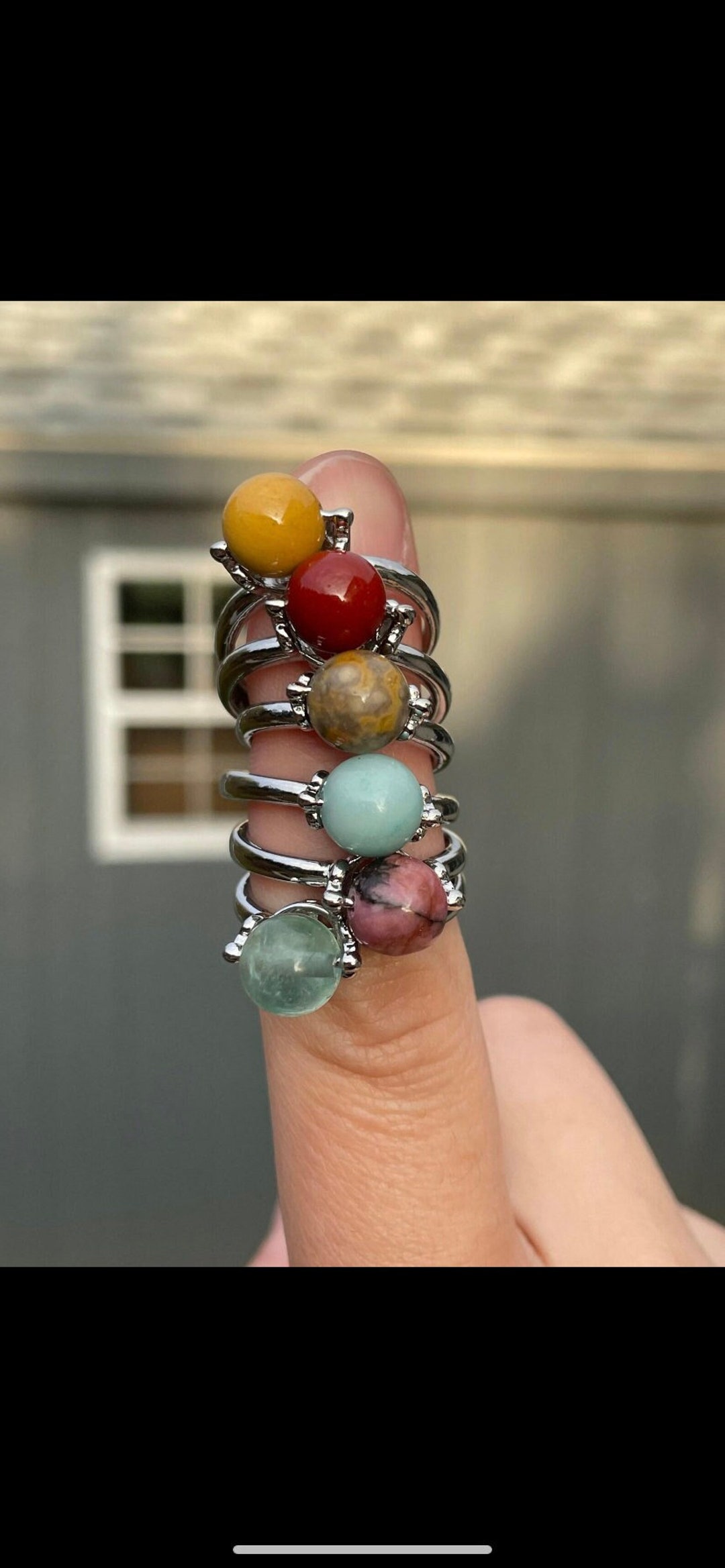 Crystal Fidget Rings (adjustable) | Spinning Ball, Gemstone, Jewelry ...