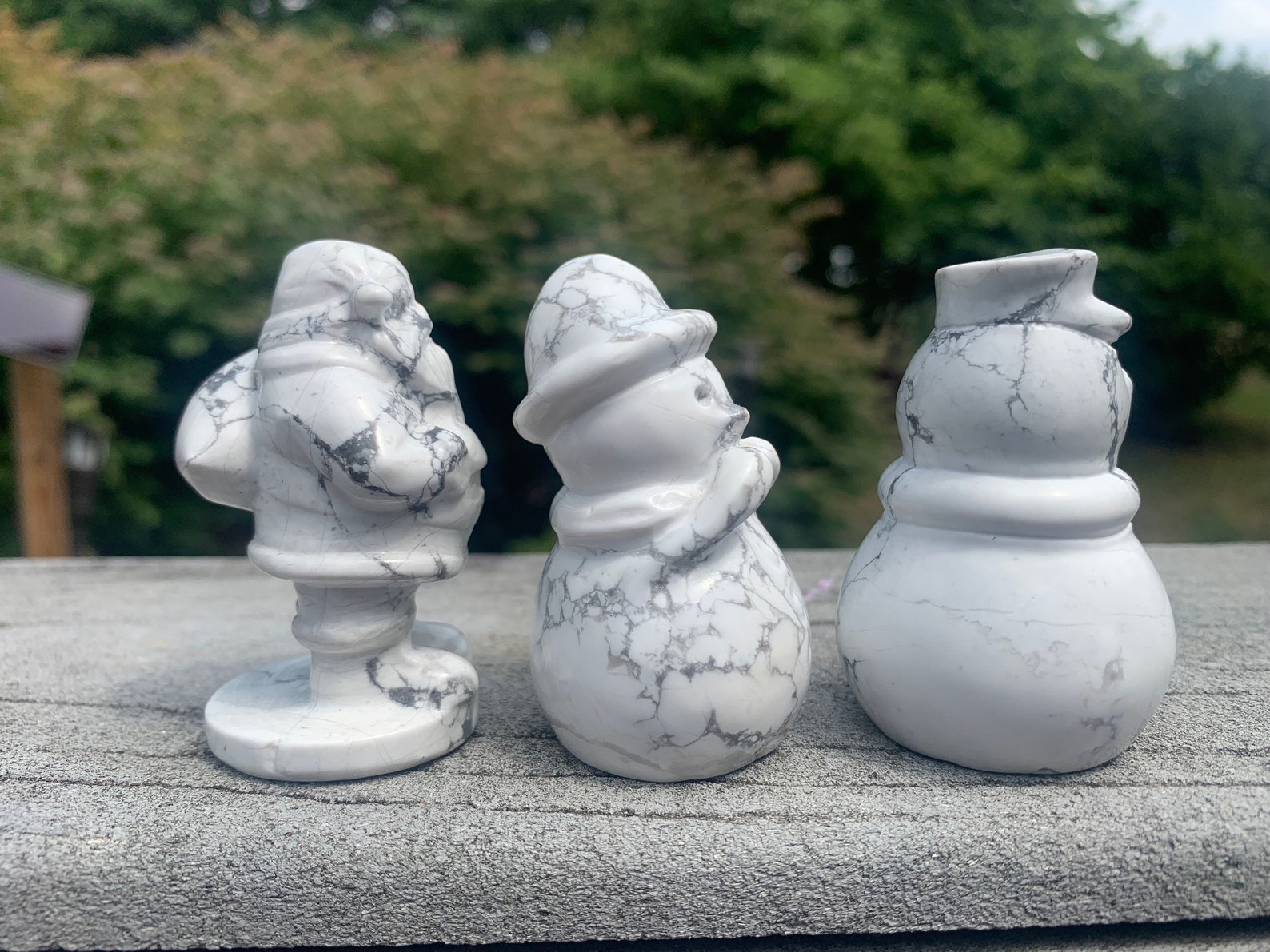 Howlite Christmas Snowmen and Santa Claus Crystal Carvings | Natural ...