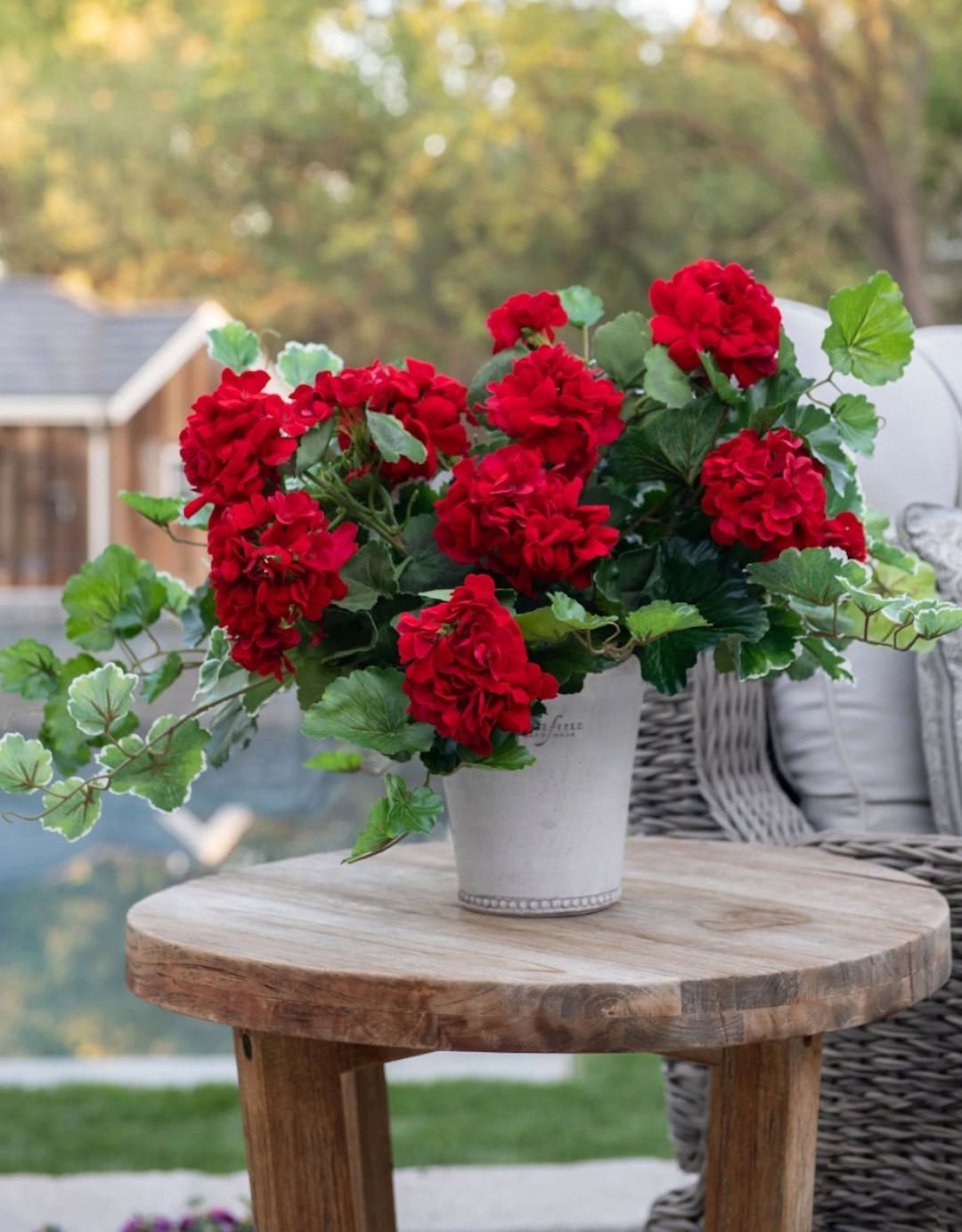 UV Protected Red Artificial Geraniums (18"h): Outdoor Decor - Etsy