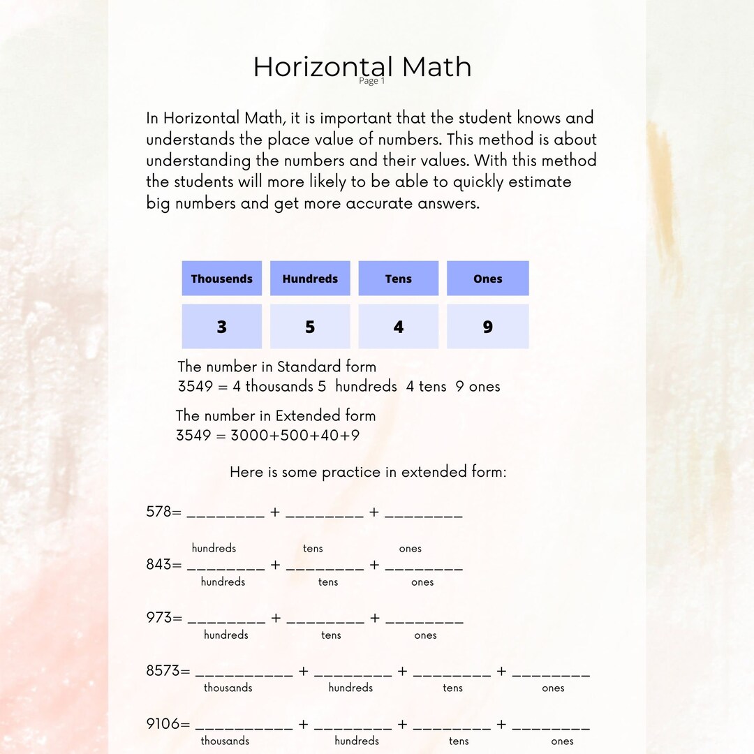 Horizontal Math - Etsy