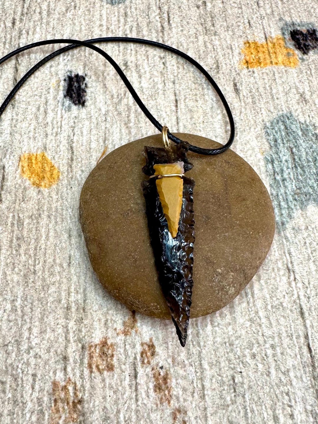 Double-arrowhead Pendant Wrapped in Gold-filled Wire and Made of a ...