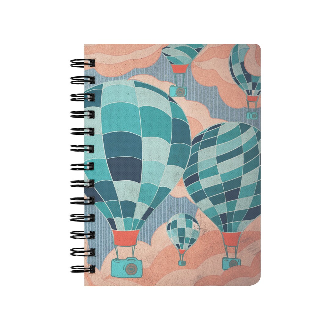 Digicam Hot Air Balloon Spiral Notebook // Layflat With Lined Pages - Etsy