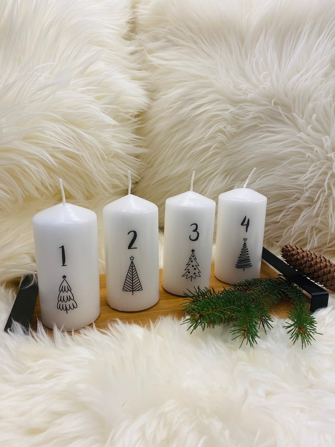 Adventskranz Kerzen-Set weiß Stumprnkerze Weihnachten - Etsy.de