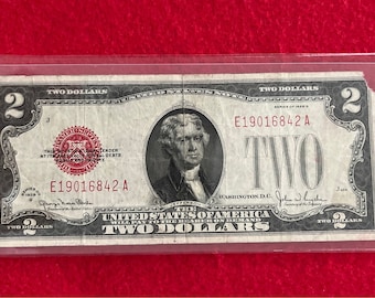 2 Dollar Bill Red Seal - Etsy